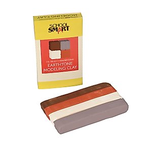 School Smart Modeling Clay for School and Home Use, Permanently Soft Design, 1 Pound, Assorted Earthtone Colors