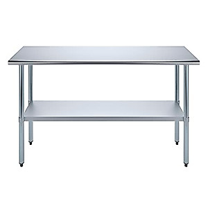 18" X 60" Stainless Steel Work Table with Under-Shelf | NSF Kitchen Island Food Prep | Laundry Garage Utility Bench