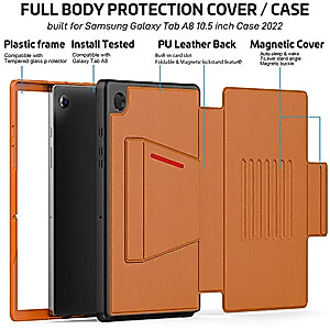 Tablet PC Case Magnetic Smart Cover Case Compatible with Samsung Galaxy Tab A8 10.5-Inch 2021/2022 (SM-X200/X205), Shockproof Protective Case with Auto Sleep/Wake PU Leather Case, Multi-angle Stand Ta