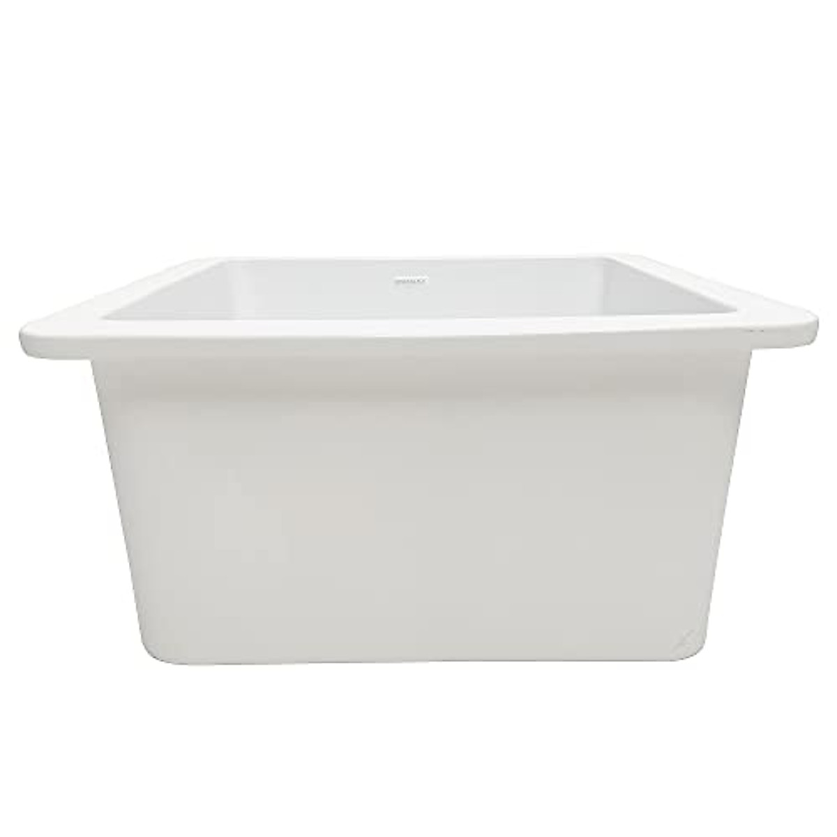 Sinkology P800-B36 Eden Undermount 18 in. Single Bowl Bar/Prep Strainer Drain Fireclay Kitchen Sink Kit, Crisp White