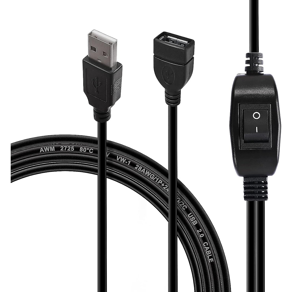 Vrllinking USB Splitter Cable,Printer Sharing Switch Cable, USB Splitter 2 Male 1 Female for Printer, Scanner, Speaker, Keyboard, Mouse Etc, with Printer Cable (5ft/1.5m)