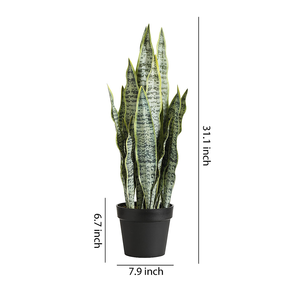 QL DESIGN Artificial Snake Plant 32inches Fake Sansevieria, Perfect Faux Plants for Home, Garden,Office, Decoration