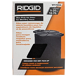 Ridgid VF7000 Genuine Replacement Foam Wet Application Only Vac Filter for Ridgid 5-20 Gallon Wet/Dry Vacuums