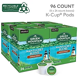 Green Mountain Coffee Roasters Nantucket Blend, Single-Serve Keurig K-Cup Pods, Medium Roast Coffee, 24 Count (Pack of 4), Total 96 Count