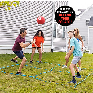 Wicked Big Sports 4 Square Game with Court Lines for Outdoor Play in The Backyard, Beach, Park, Fun for All, red (1925)
