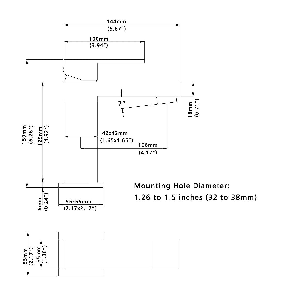 Brushed Nickel Bathroom Faucet - CELAENO Solid Square Single Handle Bathroom Sink Faucet with Pop Up Drain, Modern Single Hole Bathroom Sink Basin Vanity Sink Faucet