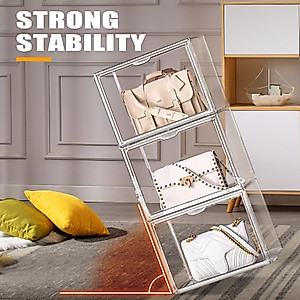 DAYOOH Acrylic Shoe Boxes Clear Stackable Sneaker Storage for Sneakerheads Display Case Shoe Storage Boxes with Magnetic Door Handbag Storage Shoe Organizer, 1 Pack Size 14