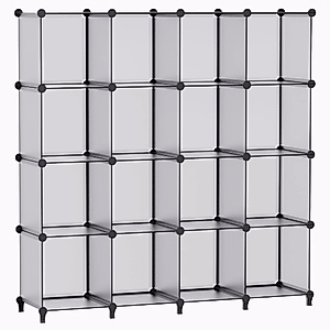 HOMIDEC Book Shelf 16 Cubes Bookcase Bookshelf Cube Storage Organizer Portable Display Bookshelf Kids Bookshelf Book Case for Study Room,Bedroom,Office,Living Room,Closet (47.2x11.8x47.2 inch)