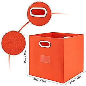Robuy Foldable Cube Storage Bins Set of 4 Fabric Storage Boxes with Dual Metal Handles for Organizing Clothes, Toys, Towels 13x13x13 inch (13x13x13 inch, 4Pack Orange)