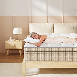 VISCOFLEX King Size Mattress, 12 Inch King Mattress in a Box, Pillow Top Hybrid Bed Mattress with Gel Memory Foam & Individual Pocket Springs, Pressure Relief & Support, Medium Firm