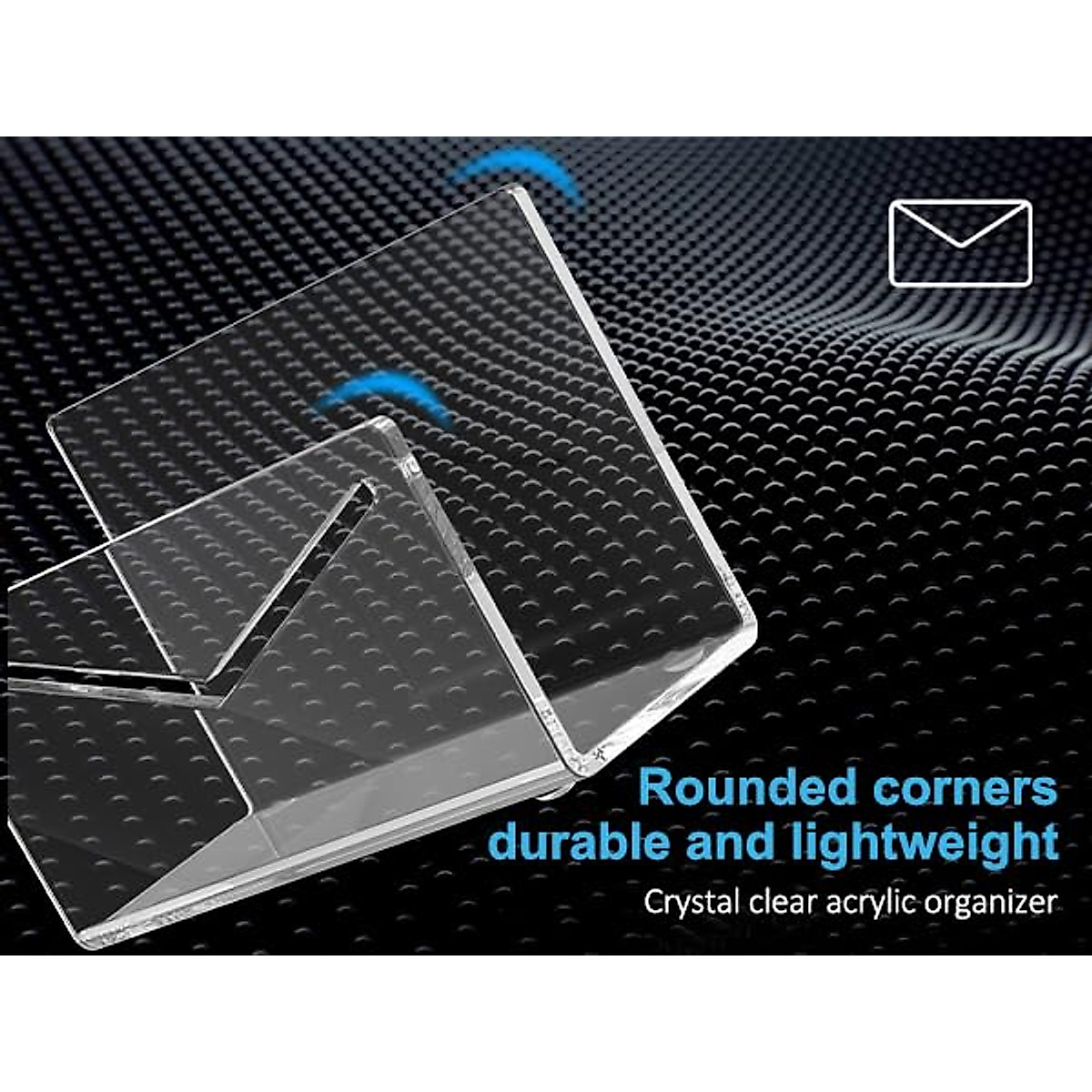 FUCDTEFC Acrylic Mail Holder, Clear Acrylic File Letter Organizer, Vertical Envelope Mail Holder for Desk, Lightweight Countertop Bill Holding Sorter Letter Invoice Stand for Home Office School