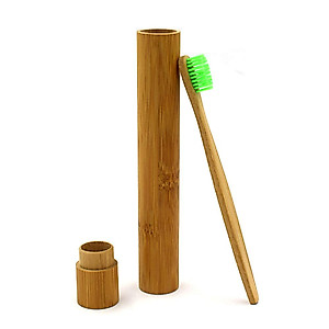 YJYdada Portable Natural Bamboo Toothbrush Case Tube for Travel Eco Friendly Hand Made (Brown)