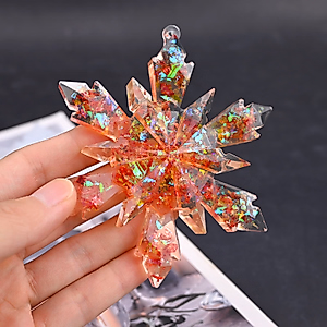 HUAKENER Christmas Resin Molds Silicone - 4 Pcs Big Snowflake Resin Mold, Christmas Ornament Resin Molds for Xmas Winter Decoration