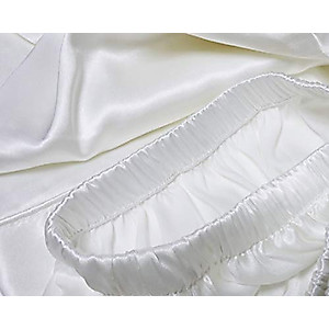 Wantschun Womens Satin Silk Sleepwear Long Pajamas Pants Nightwear Loungewear Pj Bottoms Trousers White US Size XL