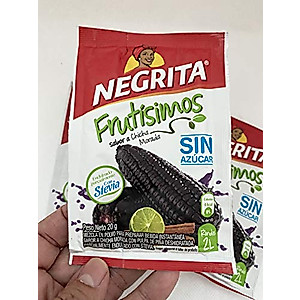 Chicha Morada Negrita with Stevia 35 gr,3 pack 2 liters each pack.Made in Peru.