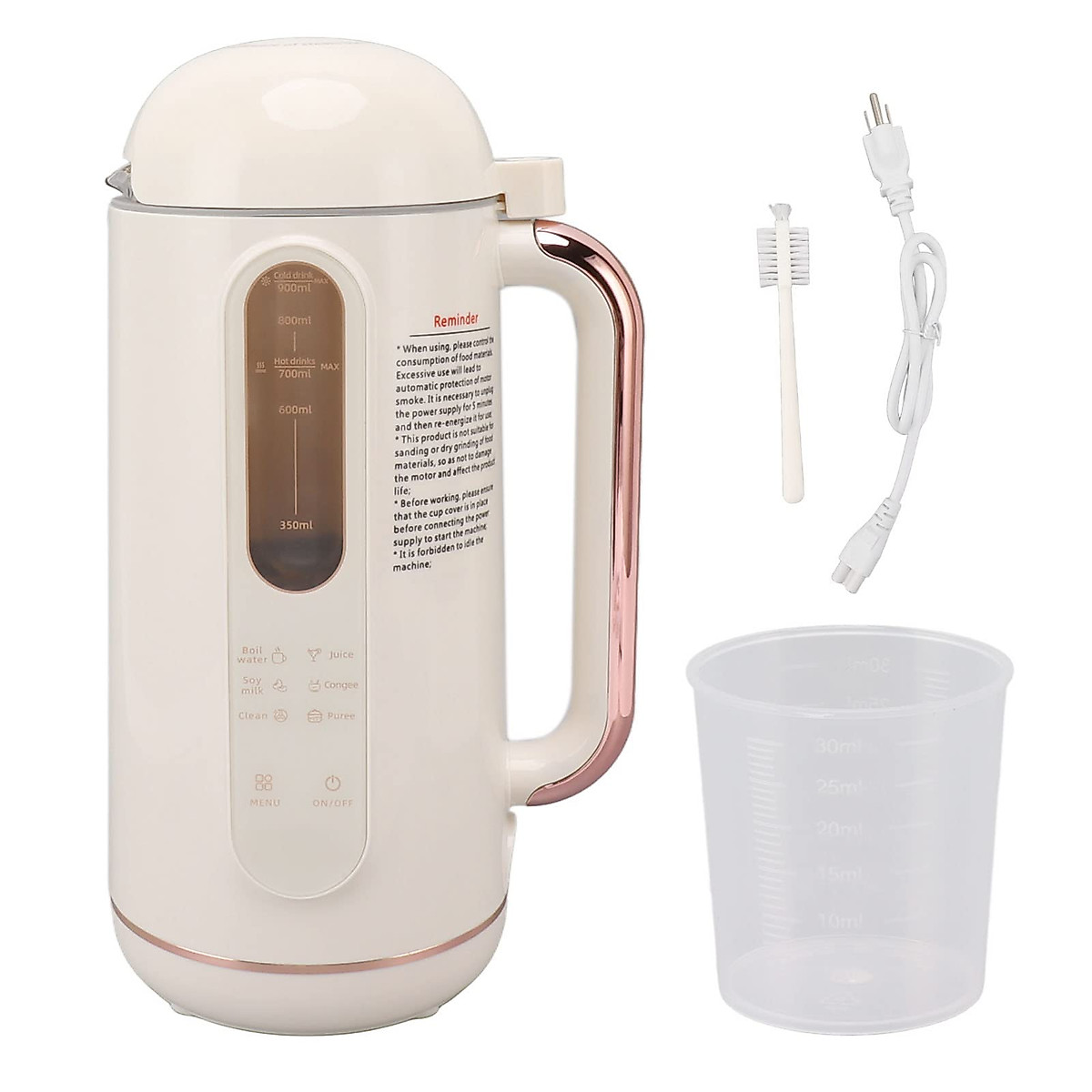 Yctze Soy Milk Maker, Soy Milk Maker Automatic High Speed Blender Creamy White Multifunctional Nut Milk Maker for Home Restaurant US Plug 110V
