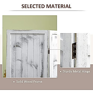 HOMCOM 5.5' Tall 4-Panel Room Divider and Folding Privacy Screen, Woodgrain Freestanding Privacy Divider, Partition Wall, Rustic White