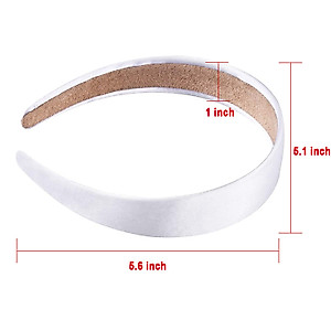 SIQUK 14 Pieces Satin Headbands White Ribbon Headband 1 Inch Plain DIY Hair Headbands for Women and Girls