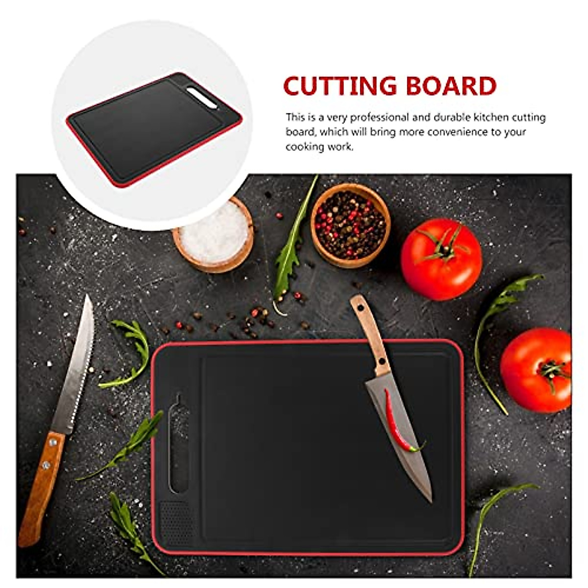 HEMOTON Fast Defrosting Tray Chopping Board Thawing Plate Cutting Board Meat Defroster Boards with Handle for Meat Pork Beef Fish Black Red