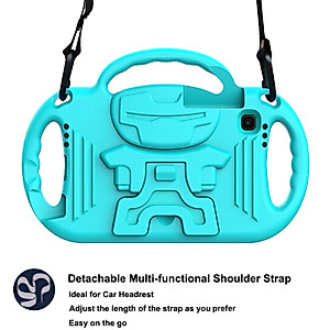 LTROP Shockproof Kids Case for Samsung Galaxy Tab A7 Lite (8.7-inch) 2021 Model SM-T220 / T225 / T227 with Handle Stand & Shoulder Strap, Blue