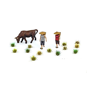 208 Pcs Static Grass Model Grass Tufts Railway Artificial Grass Miniature Grass Tuft Terrain Kit for DIY Model Railway Fairy Garden Diorama Scenery (Set D)