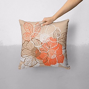 iiRov Brown and Orange Transparent Flowers - Custom Decorative Home Decor Indoor or Outdoor Throw Pillow Cover Plus Cushion Set for Sofa, Bed or Couch (Pillow CASE Cover Plus Cushion)