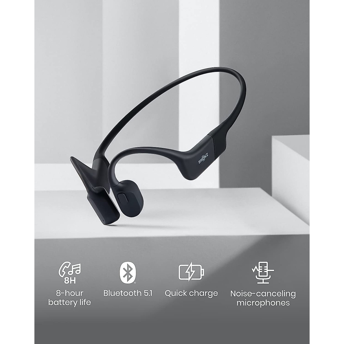 SHOKZ OpenRun Mini (AfterShokz Aeropex Mini) -Bone Conduction Open-Ear Bluetooth Sport Headphones - Waterproof Wireless Earphones for Workouts and Running - Built-in Mic (Renewed)