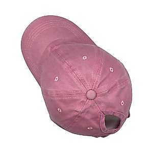 Waldeal Girls' Cute Ponytail Hat Distressed Adjustable Kids Plain Baseball Dad Cap Pink