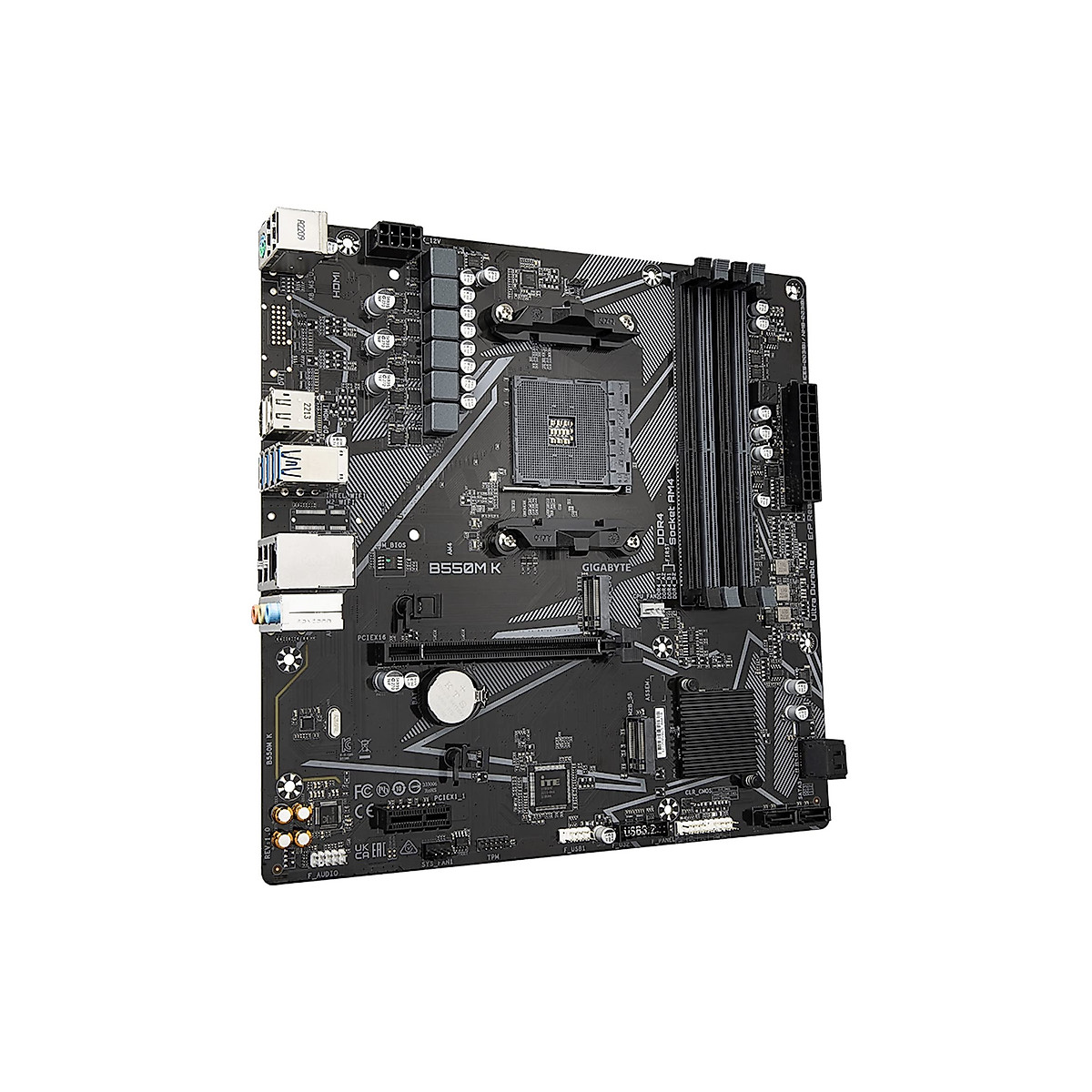 GIGABYTE B550M K Motherboard, Supports AMD AM4 Ryzen 5000 Processors, Micro-ATX, DDR4, Dual M.2, SATA 6Gb/s, Realtek GbE LAN, PCIe 4.0