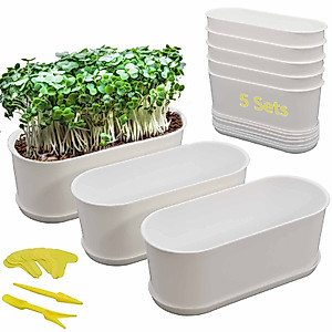 5-Pack Herb Planter,Window Boxes Planters with Multiple Drainage Holes,8.5" x 3.3" Oval Herb Garden Planter indoor/outdoor for Grow Plants, Flowers or Succulents, Deck Railing Window Planter Box