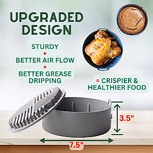 Reusable Silicone Air Fryer Basket – Sturdy Air Fryer Accessory, BPA-Free Silicone Basket Liner (Grey, 7.5")