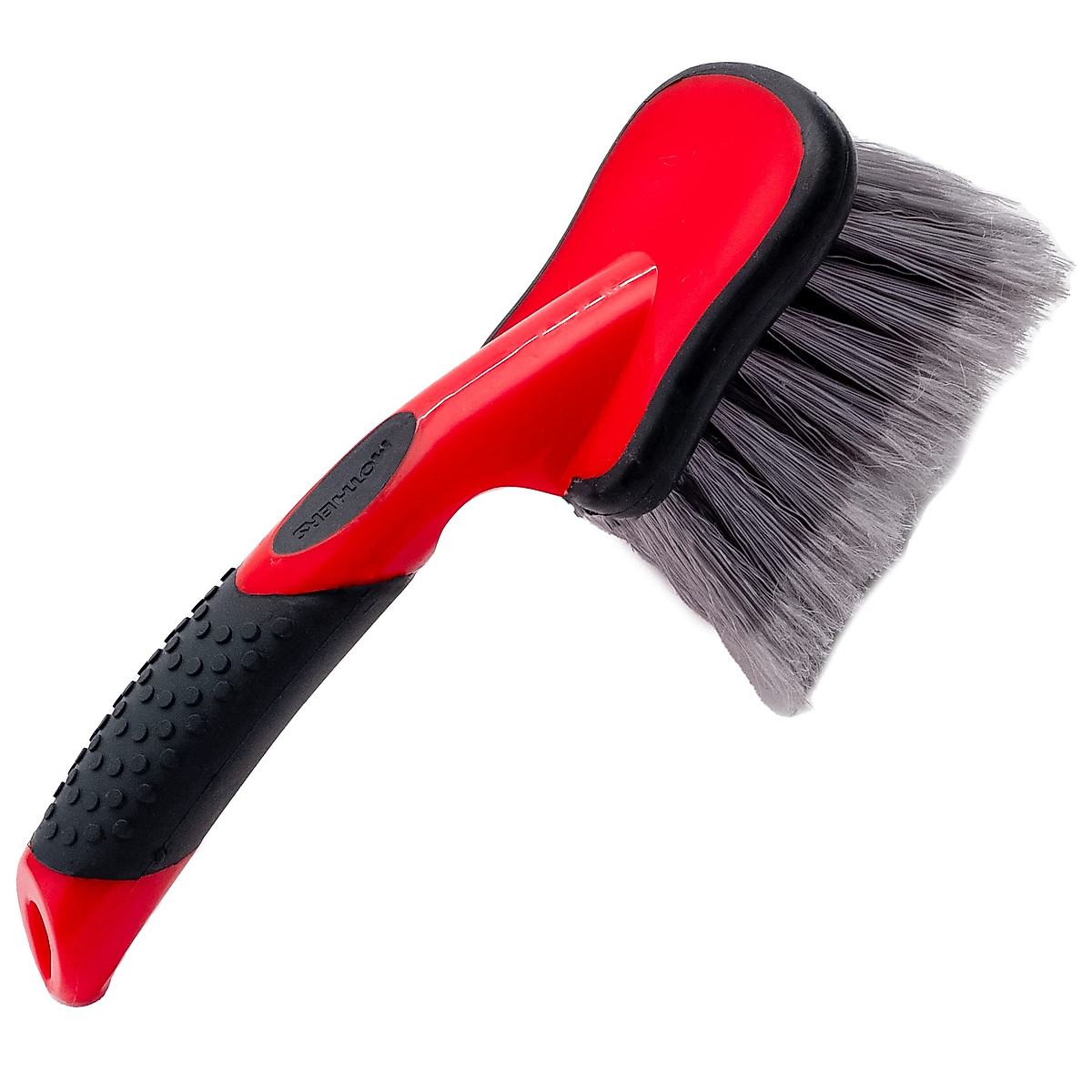 Mothers Car Wash Brush, Wheel and Fender Brush, Short Handle Tire Cleaner for Car Detailing, 12 Inch, Red/Black