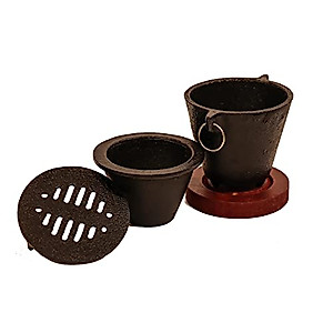 PuPu Platter Mini Hibachi Grill Platter Set - 5 Compartment Bowl Tray 12.6" Diameter With Rotating Lazy Susan - Quality Cast Iron Grill, 3.5" x 3.5" X 4.8", Indoor Mini Smores Maker