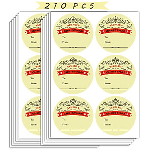 Merry Christmas Stickers Seals Labels / 2" Christmas Tags for Cards Gift Envelopes Boxes etc.(210 Pcs)