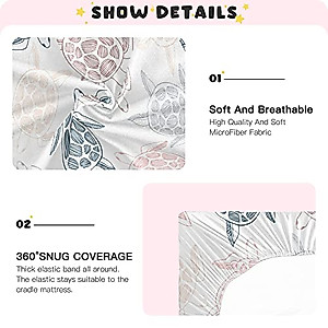 xigua Sea Turtles Fitted Crib Sheet for Girls and Boys, Soft Breathable for Standard Crib & Toddler Bed Mattress, 27 x 39 in