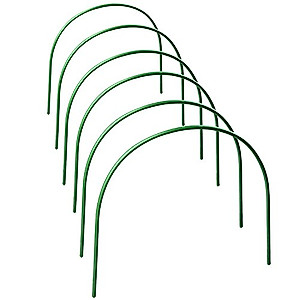 Okngr 6 Pcs Greenhouse Hoops, 4ft Grow Tunnel Hoops, Flexible Long Steel with Plastic Coated Grow Tunnel Garden Hoop for Garden Fabric, Plant Support Garden Stakes
