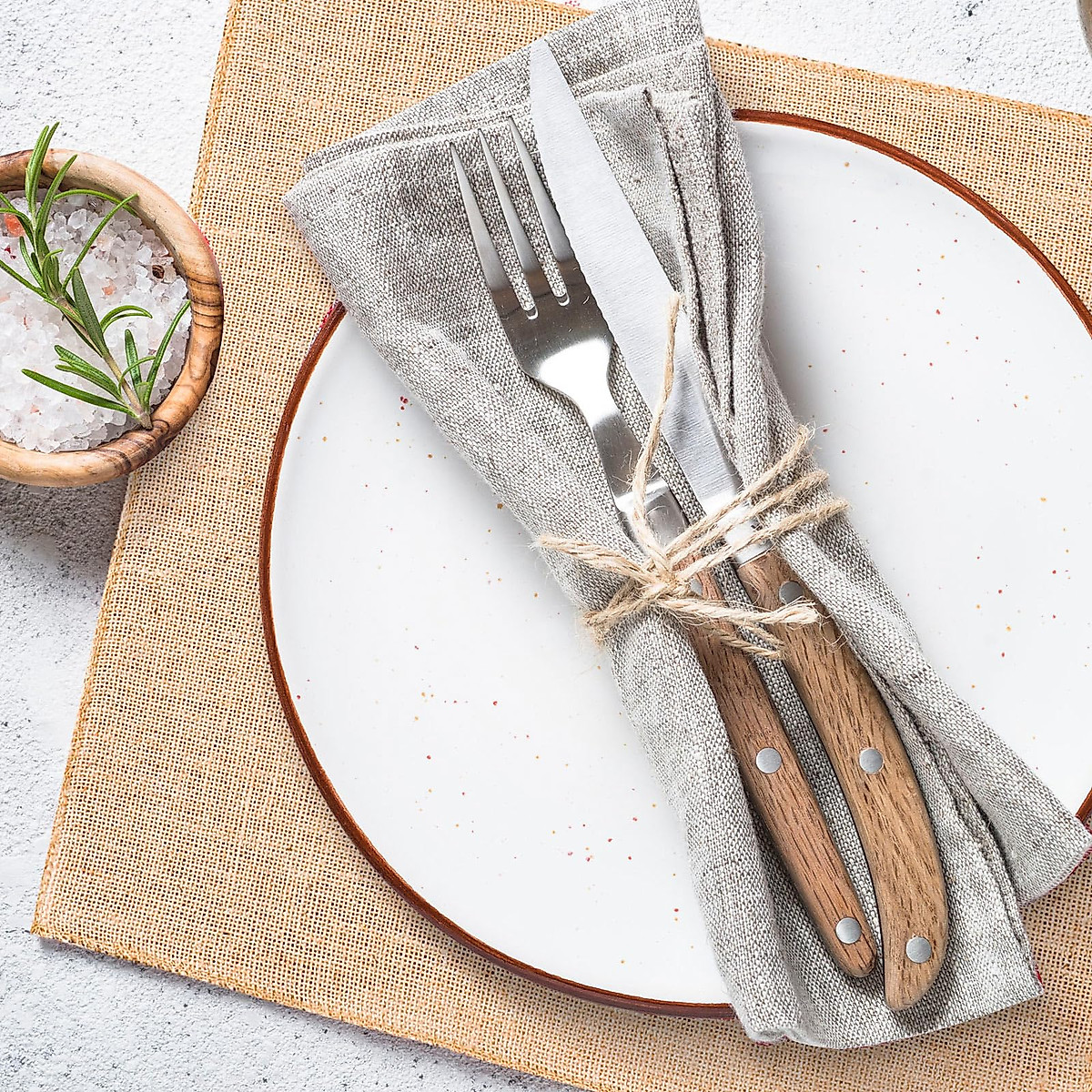 Menkxi 10 Pcs 20 x 20'' Burlap Squares Multipurpose Natural Burlap Fabric Burlap Centerpiece Burlap Placemats Farmhouse Gardening Country Crafts for Home Weddings Kitchen Table Decorations