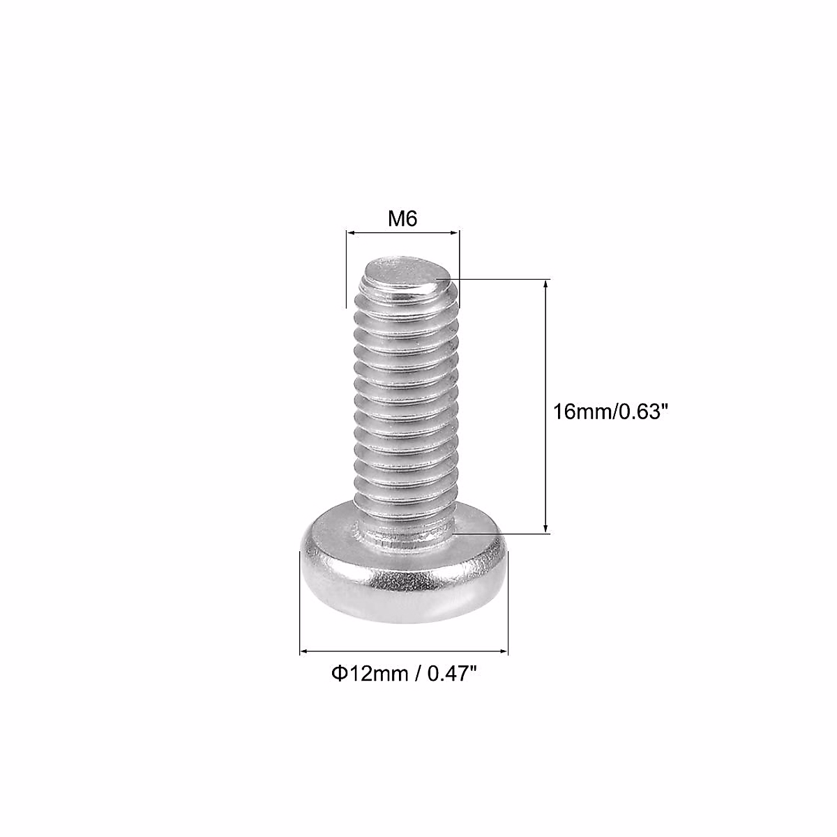 uxcell M6x16mm Machine Screws Pan Phillips Cross Head Screw 304 Stainless Steel Fasteners Bolts 30Pcs