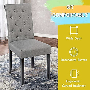 JHUS Set of 2 Tufted Dining Chair Parsons Upholstered Fabric Chair with Wooden Legs JHUS Dining Chairs Kitchen & Dining Room Chairs Dining Room Chairs Kitchen Chairs Dining Chair