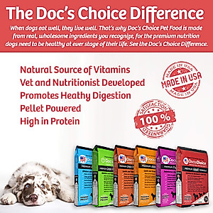 Doc's Choice Premium Adult Chicken Dry Dog Food - Great for Adults and Seniors, Veterinarian Developed, No Fillers/Artificial Ingredients, Made in The USA