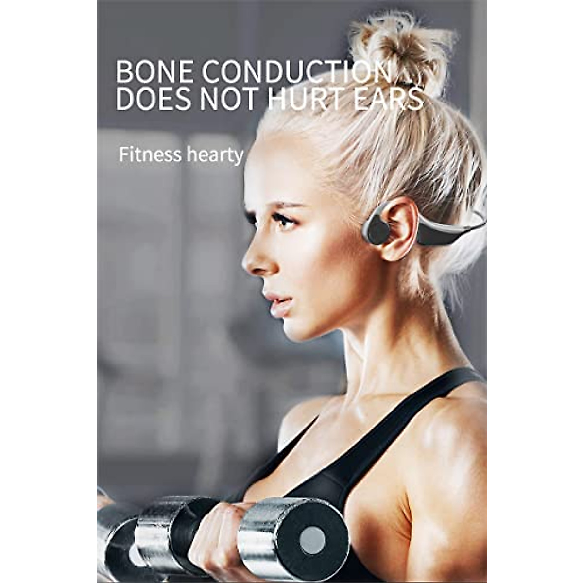 Bone Conduction Headphone Bluetooth Open Ear Wireless Headset 6 Hours Playtime with MP3 Player Built-in 8G Memory Light Weight for Jogging Running Driving Cycling, Hearing Protection (Black)