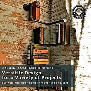 Ironwerks Designs 15" Urban Industrial Pipe Wall Rack - Clothing Rack, Closet Organization, Retail Display, Made From Real Plumbing Black Iron Pipe