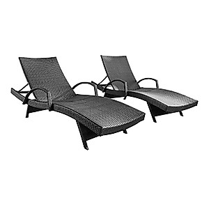 Christopher Knight Home Salem Outdoor Wicker Arm Chaise Lounges, 2-Pcs Set