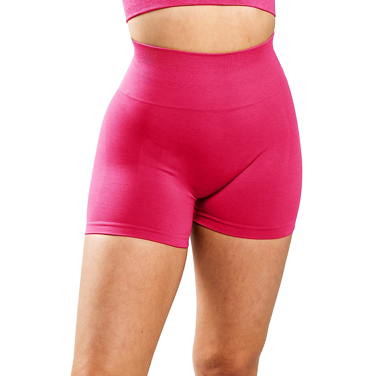 Unthewe Workout Butt Lifting Shorts for Women High Waisted Seamless Gym Yoga Booty Shorts(U526-Scrunch Hot Pink-S)