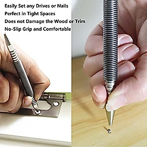 WHLLING 2-Piece Dual Head Combo Nail Setter, Double Ended 3/32″& 1/8″Spring Nail Set, 3500 PSI Striking Force Hammerless Nail Set Punch