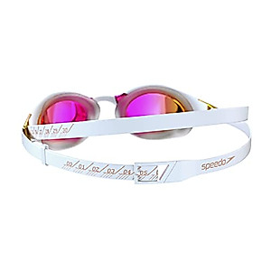 Speedo Unisex-Adult Swim Goggles Mirrored Fastskin Hyper Elite White/Oxid Grey/Rose Gold, One Size