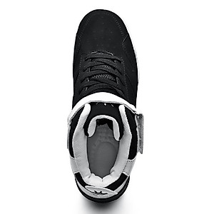 KUXIE Shoes Men's High Top Fashion Sneakers Outdoor Casual Sports Shoes Training Leather Shoes Mens Flats (M729-black, 9, Numeric_9)