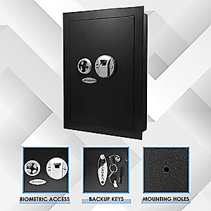 Barska Biometric Fingerprint Security Wall Safe 0.52 Cubic Ft