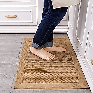 LUFEIJIASHI Small Kitchen Rugs and mats Non Skid Washable Kitchen Runner Rug Absorbent Farmhouse Style Kitchen Floor mats for in Front of Sink (Light Coffee, 20X32)