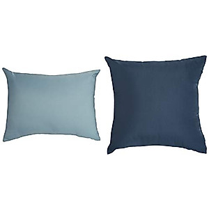 Amazon Basics 10-Piece Bed-in-a-Bag - Soft, Easy-Wash Microfiber - Full/Queen, Blue Watercolor Floral